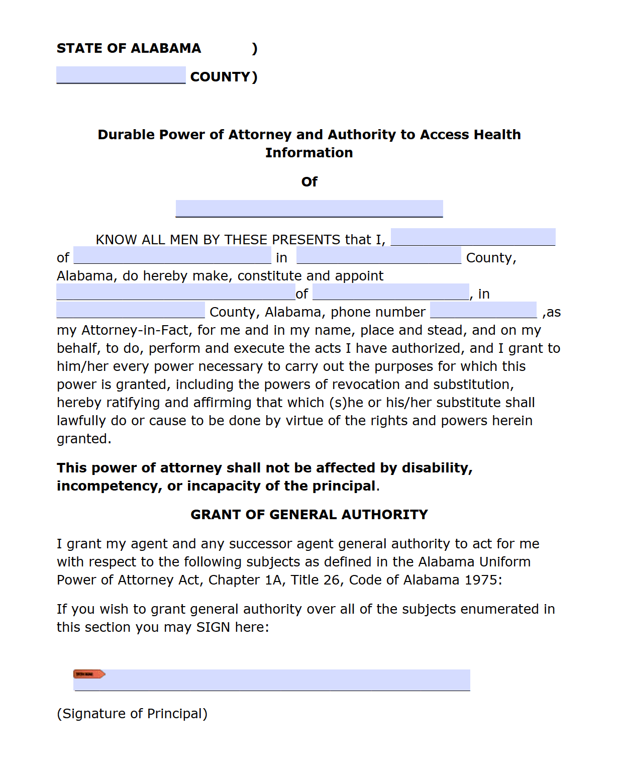 Legal Structure Free Durable Power Of Attorney Form