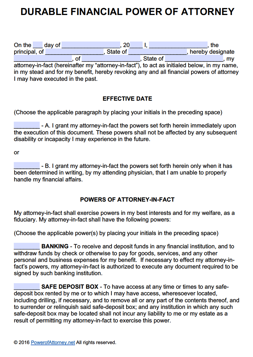 Durable Power of Attorney Forms | PDF Templates - Power of Attorney : Power of Attorney