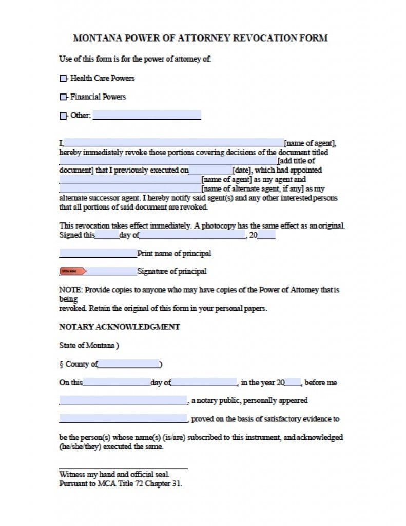 Montana Revocation Power of Attorney Form - Power of Attorney : Power ... Montana Revocation Power of Attorney Form - Power of Attorney : Power ...